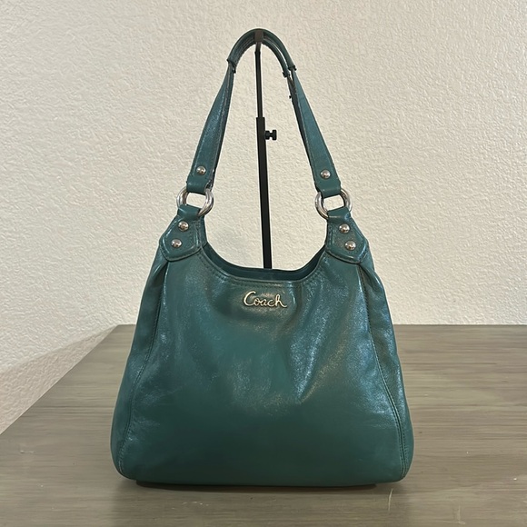 Coach | Bags | Coach F2926 Madison Maggie Hobo Greenturquoise Leather ...